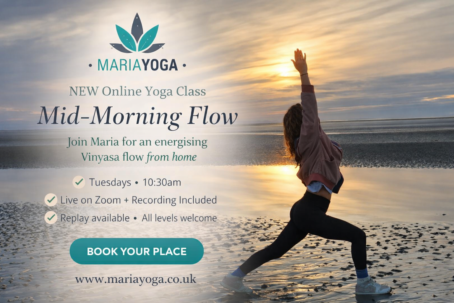 Online Vinyasa Flow Yoga | Tuesdays at 10:30am (Zoom) - Maria Kelly Yoga